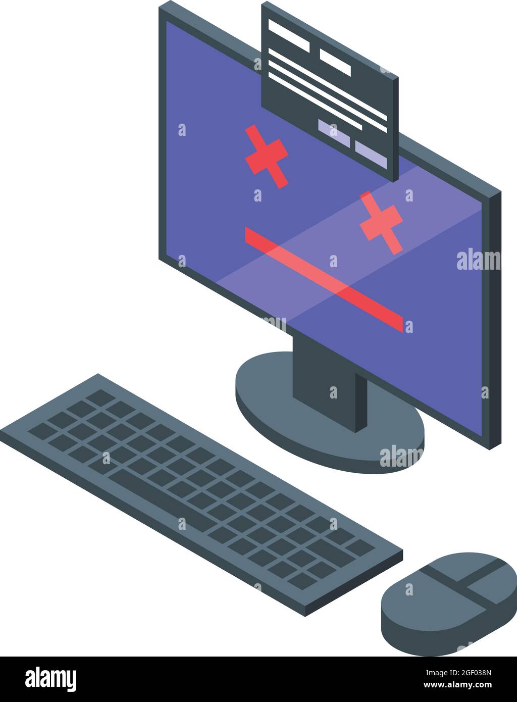 Broken pc icon isometric vector. Banned user. Blacklist device Stock ...