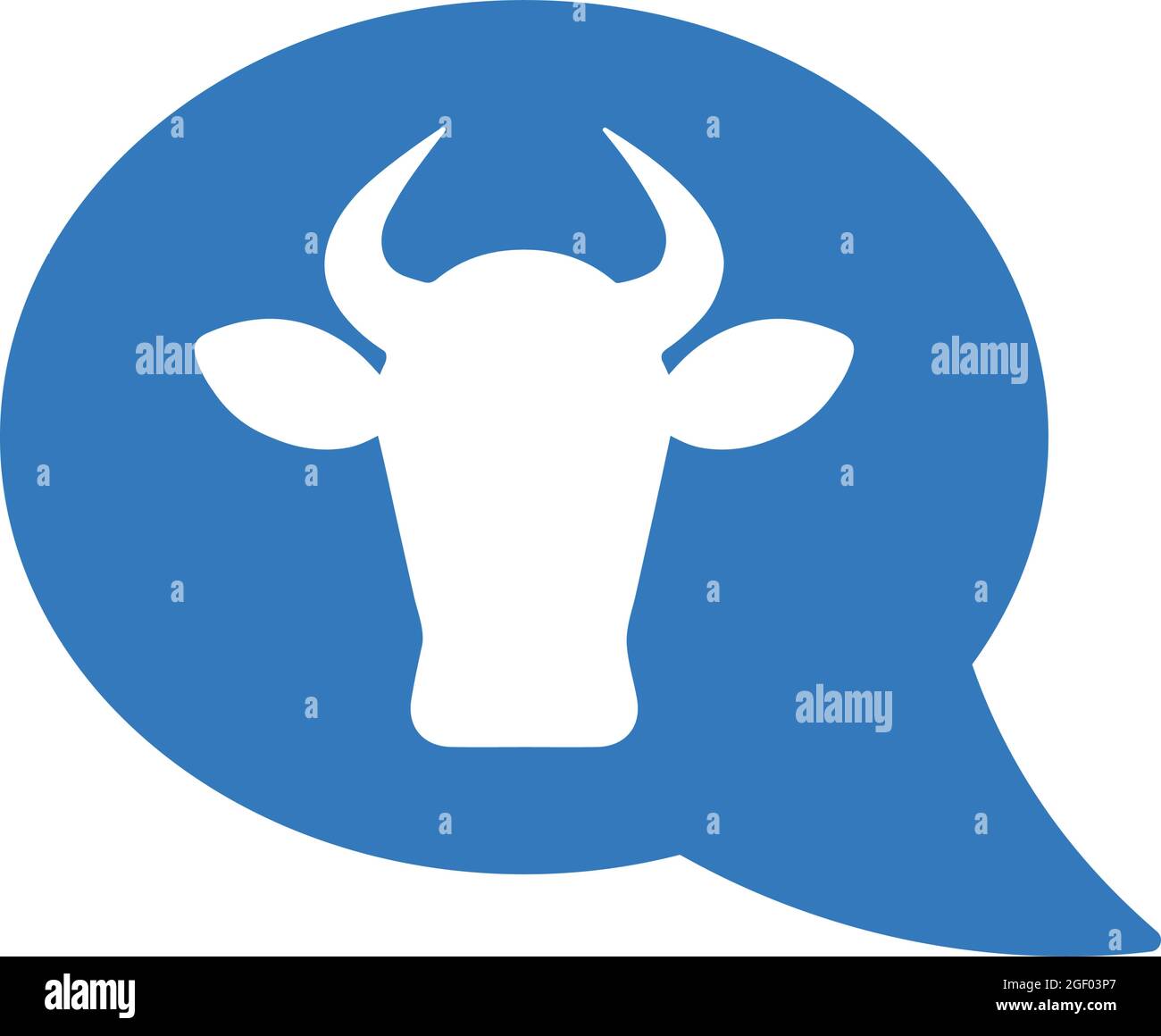 Bubble, bull, cloud, cow, message icon is isolated on white background ...