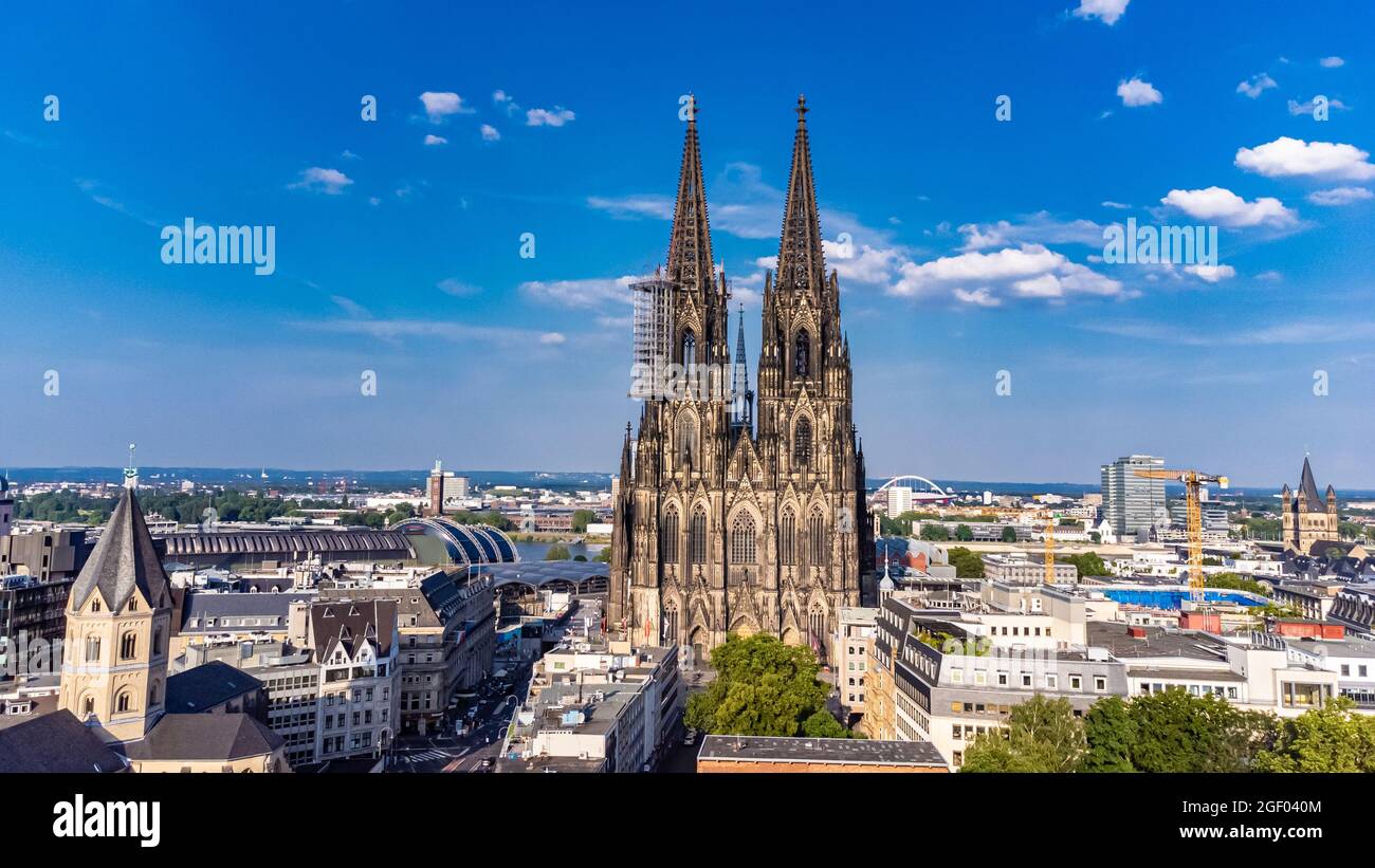 City of Cologne Germany from above with its famous cathedral Stock ...