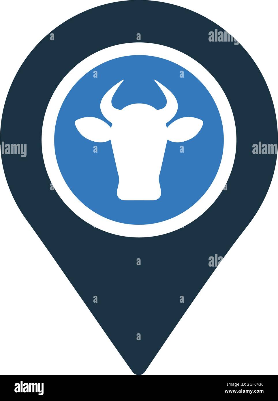 Cow place, cattle farm location icon is isolated on white background ...