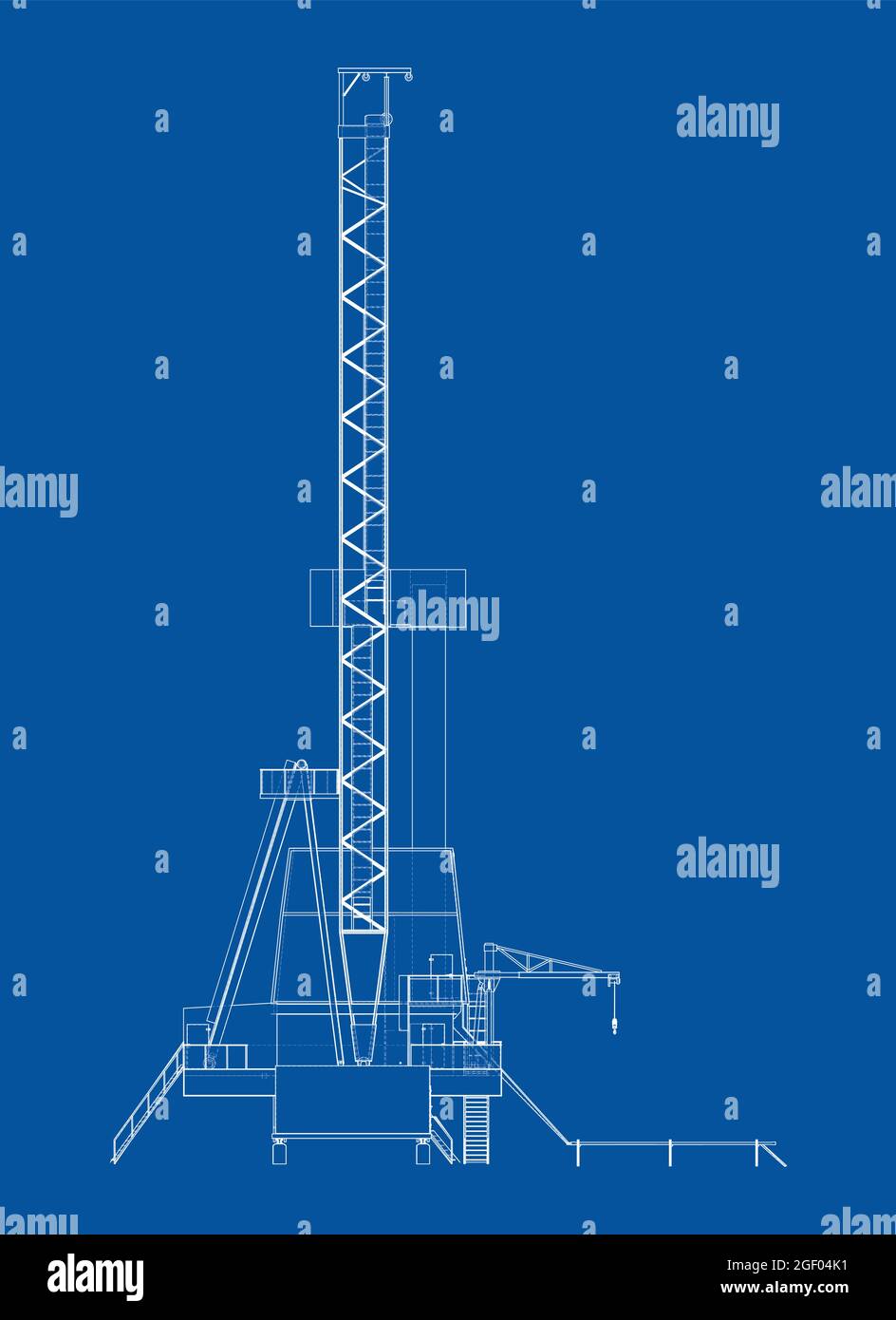 Blueprint oil rig silhouette hi-res stock photography and images - Alamy