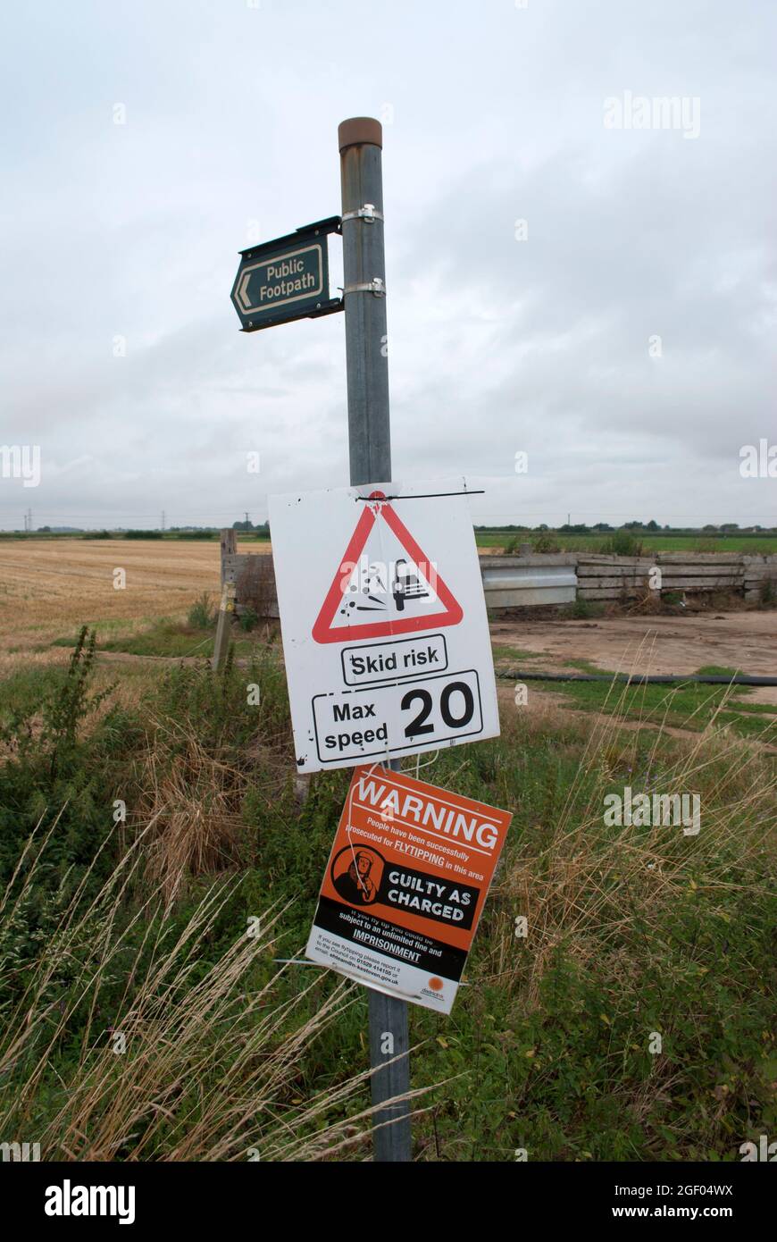 Skid Risk Max Speed 20 Sign and Warning Fly Tipping Sign on Public ...
