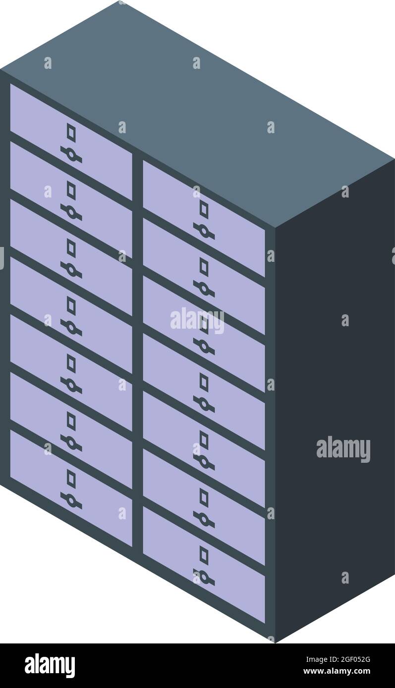 Locker wardrobe icon isometric vector. Room storage. Bank cabinet Stock ...