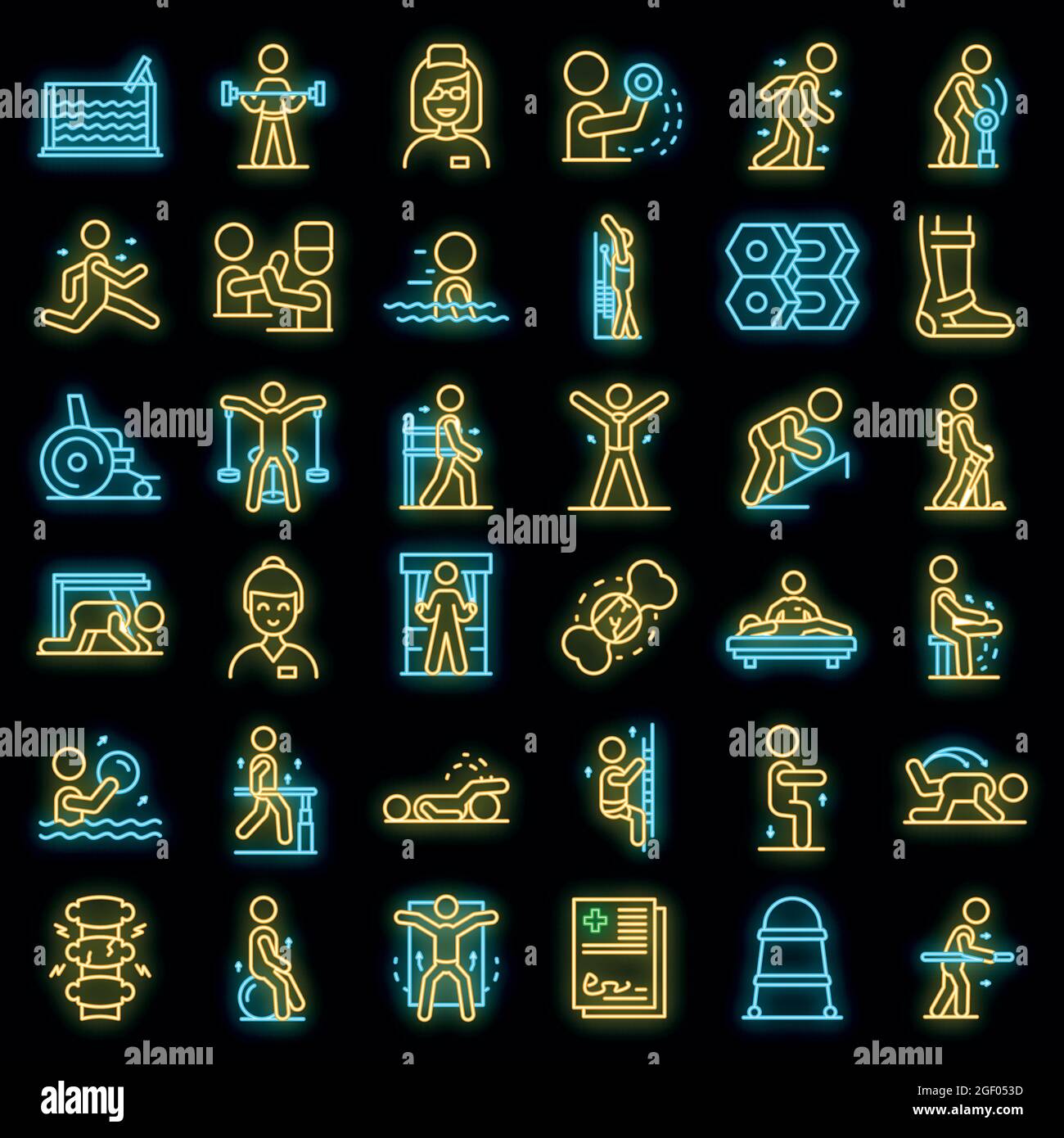 Physical therapist icons set. Outline set of physical therapist vector ...