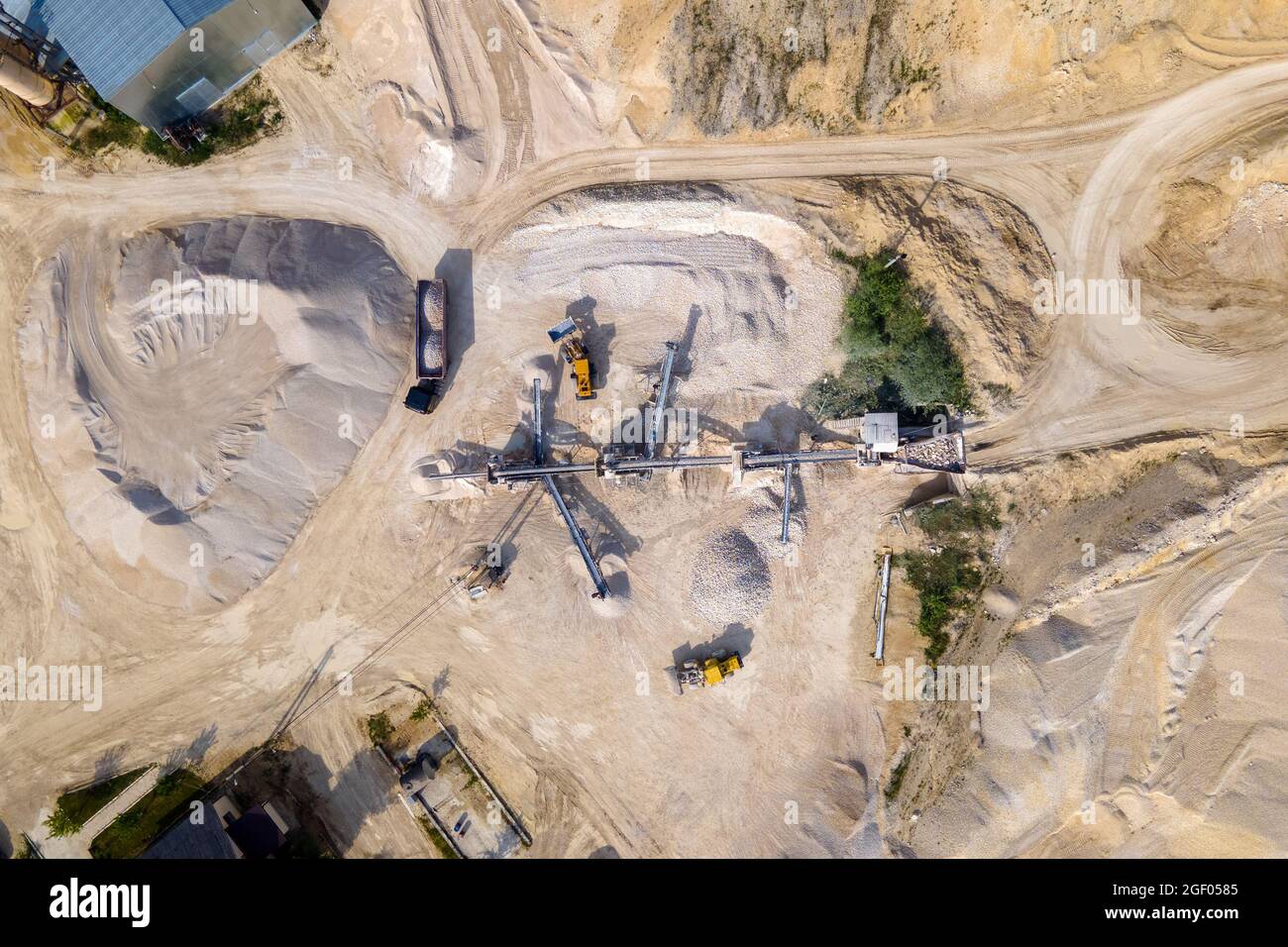 Open pit mining of construction sand stone materials with excavators ...