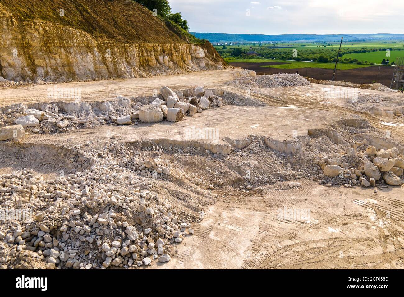 Open pit mining of construction sand stone materials Stock Photo - Alamy
