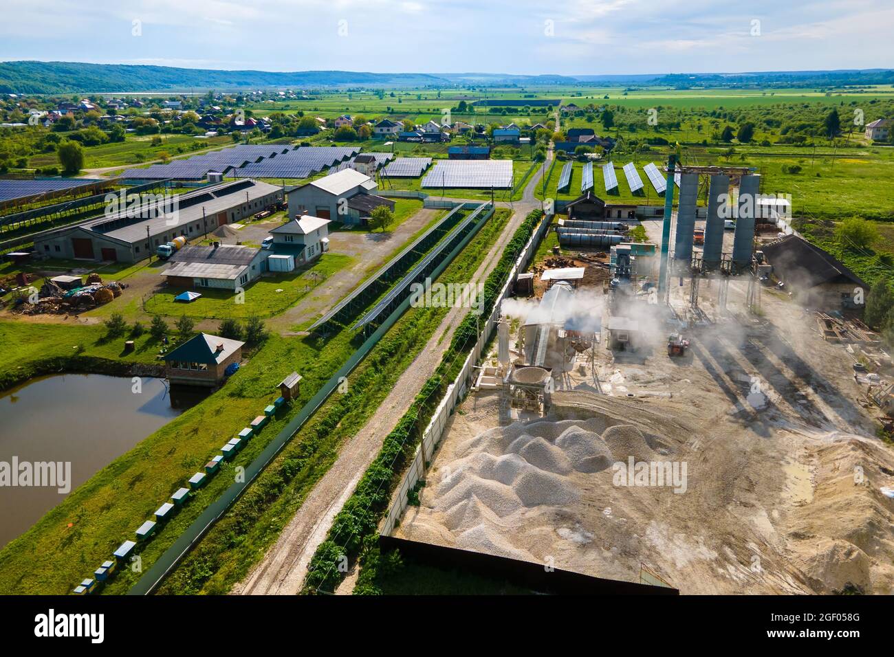 Processing factory at mining site producing cement construction ...