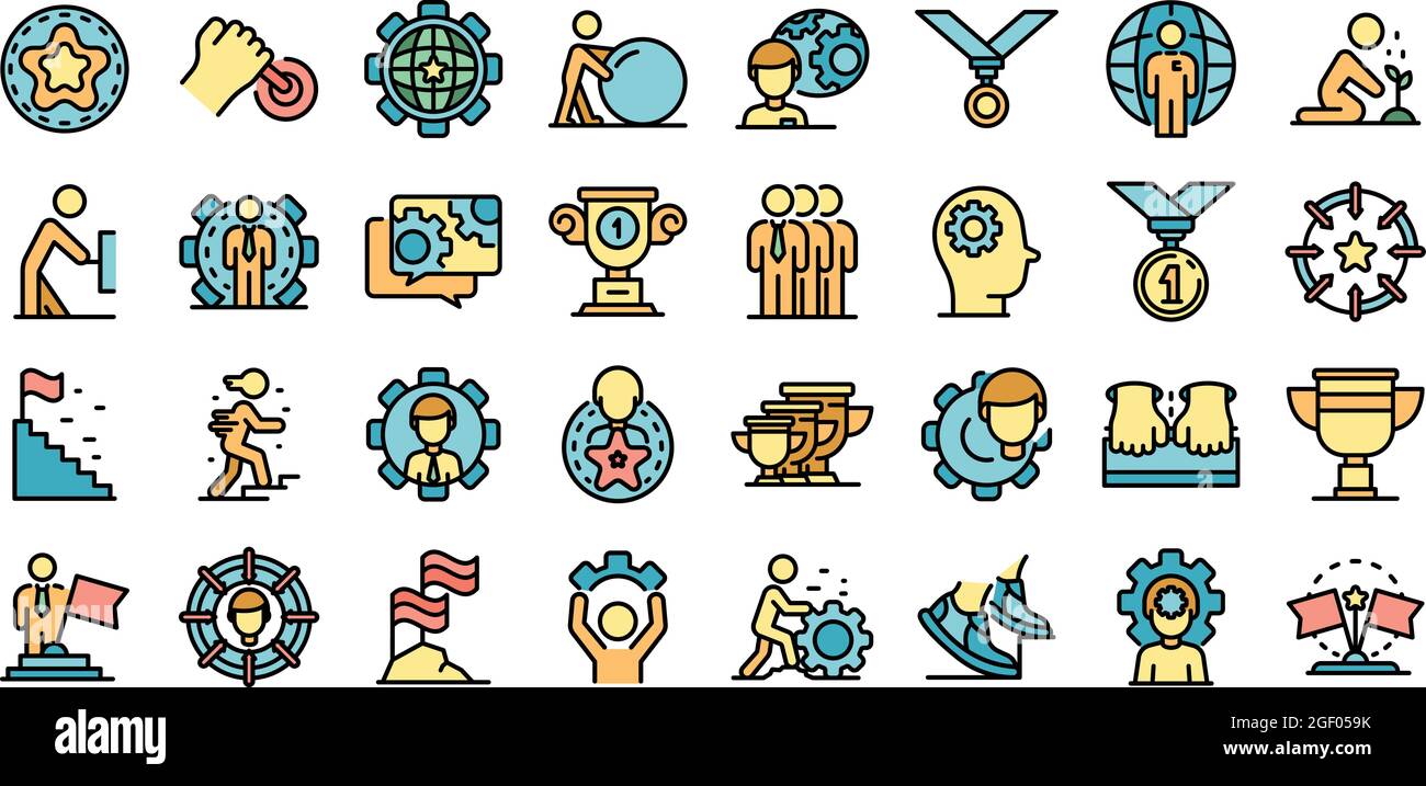 Effort icons set. Outline set of effort vector icons thin line color ...