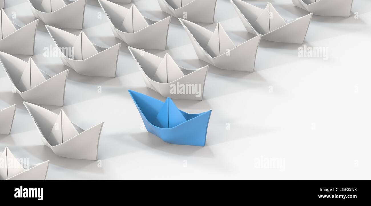 Blue paper boat leading hi-res stock photography and images - Alamy