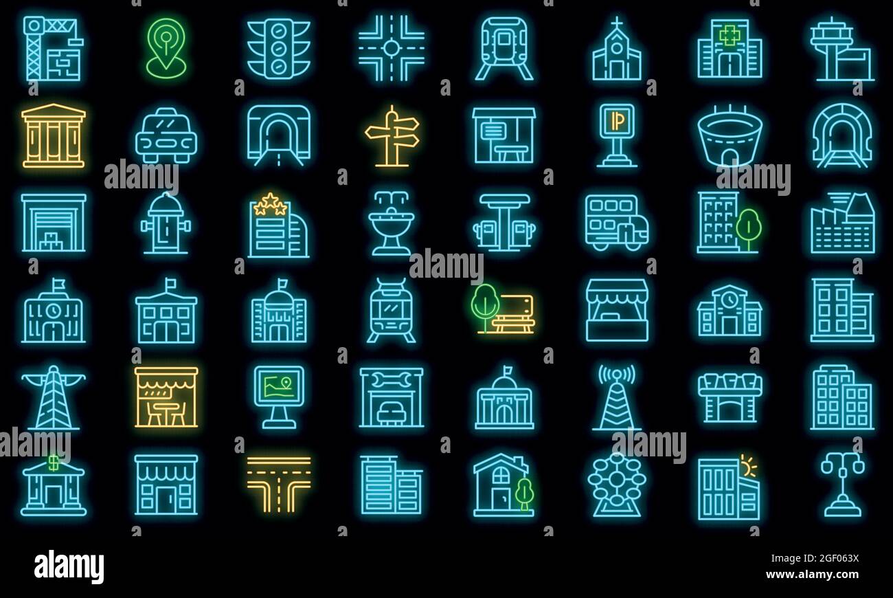 City infrastructure icons set. Outline set of city infrastructure ...