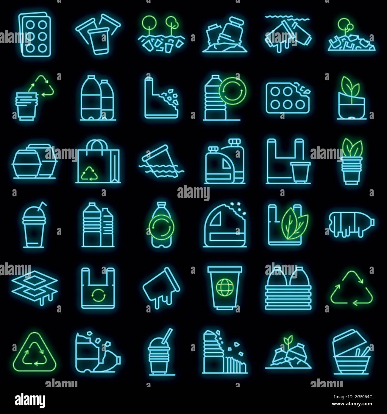 Biodegradable plastic icons set. Outline set of biodegradable plastic ...