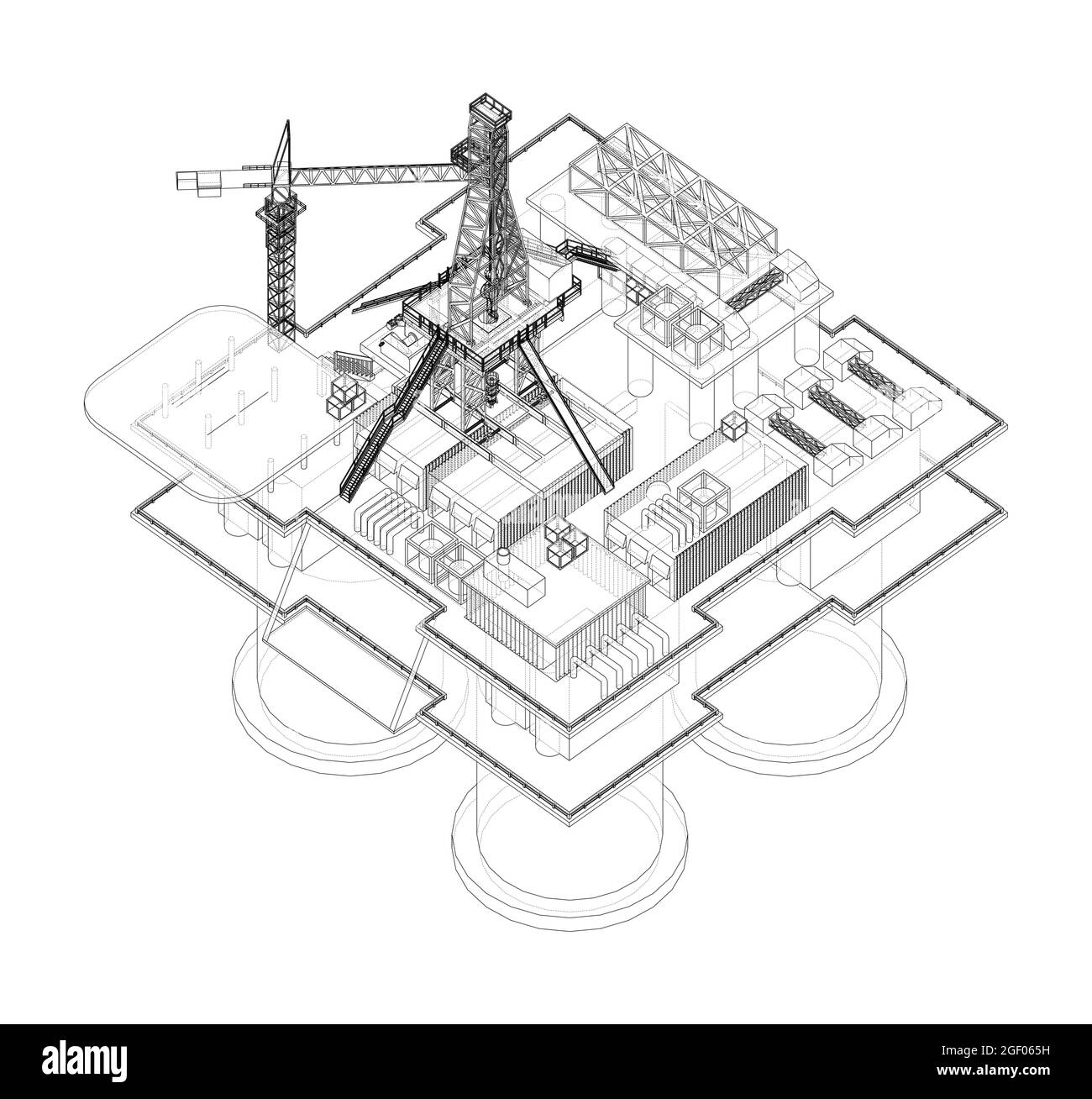 Offshore Oil Rig. Vector rendering of 3d Stock Vector Image & Art - Alamy