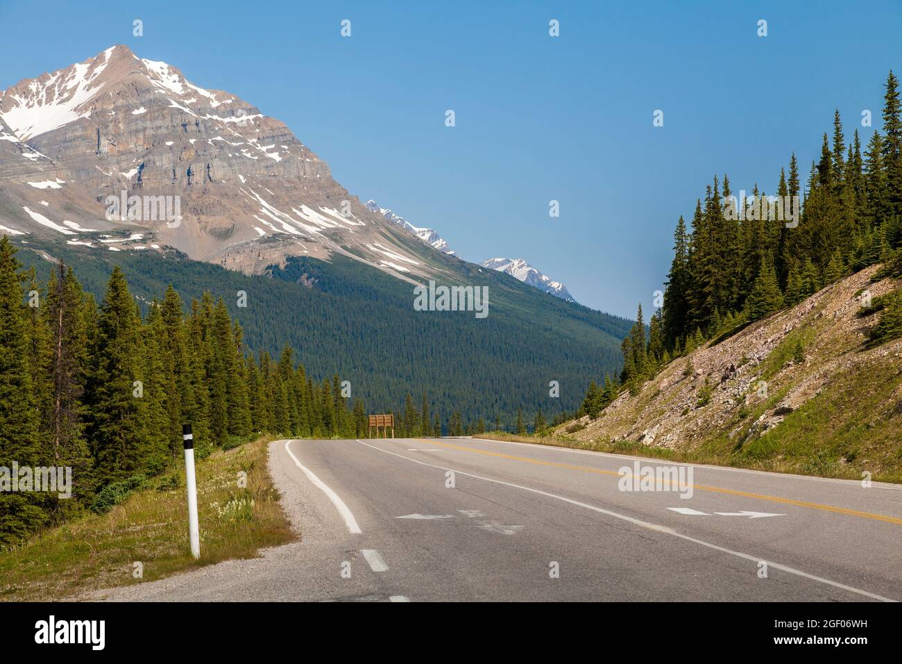View of snow clad mountains in the Banff National Park region of ...