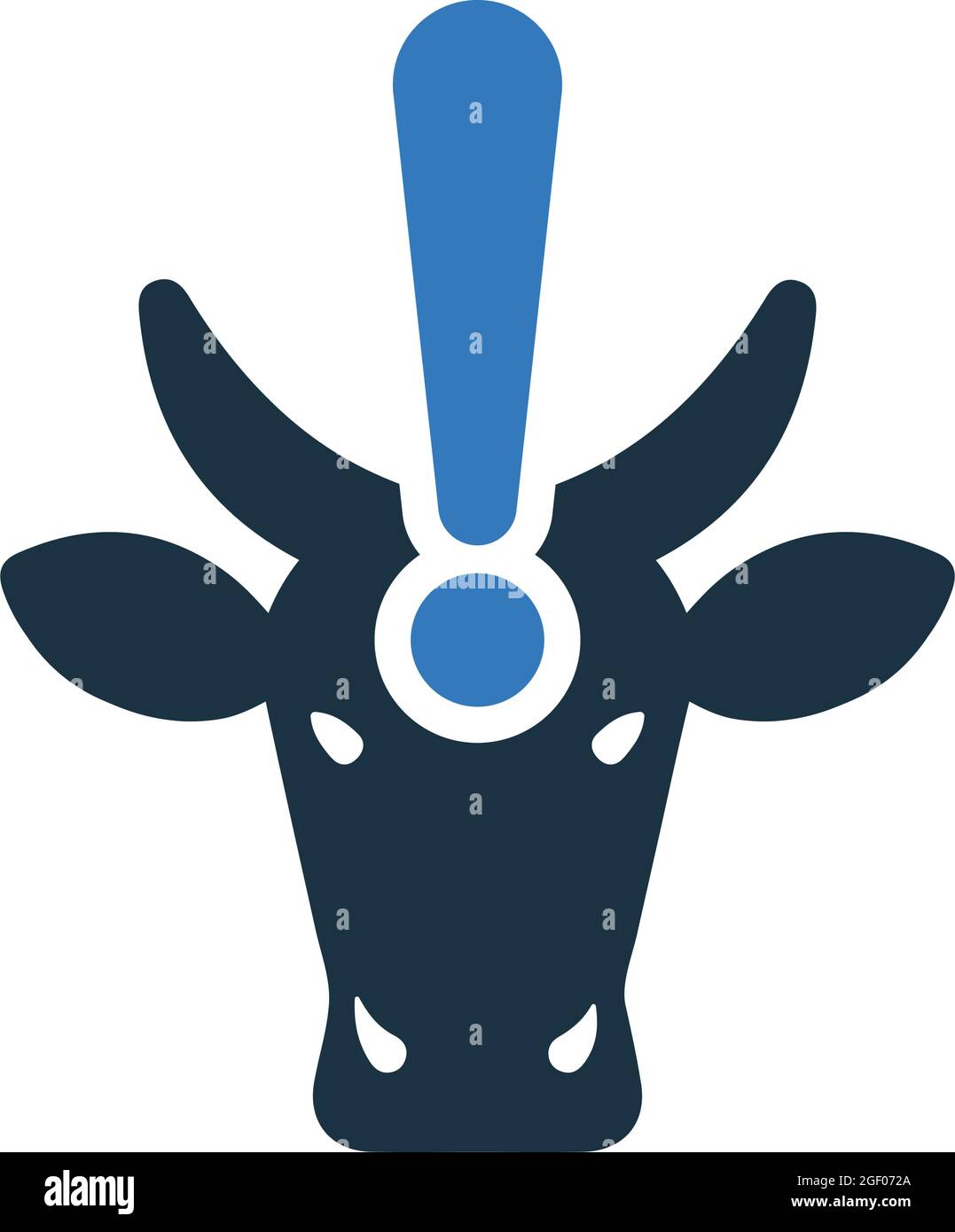 Bull alert, cattle, cow problem, danger, ox caution icon is isolated on ...