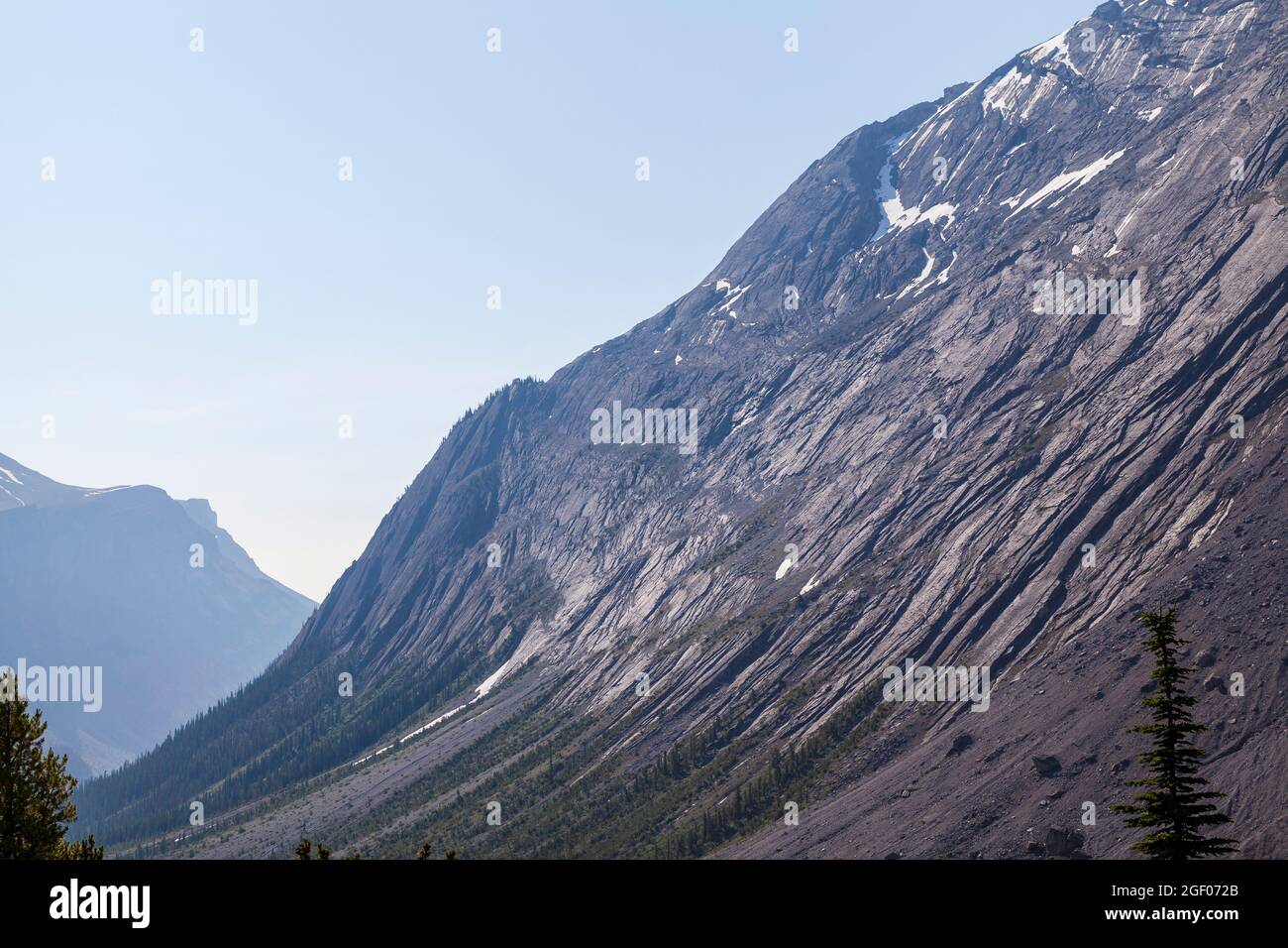 View of rocky mountains in the Banff National Park region of Alberta in ...