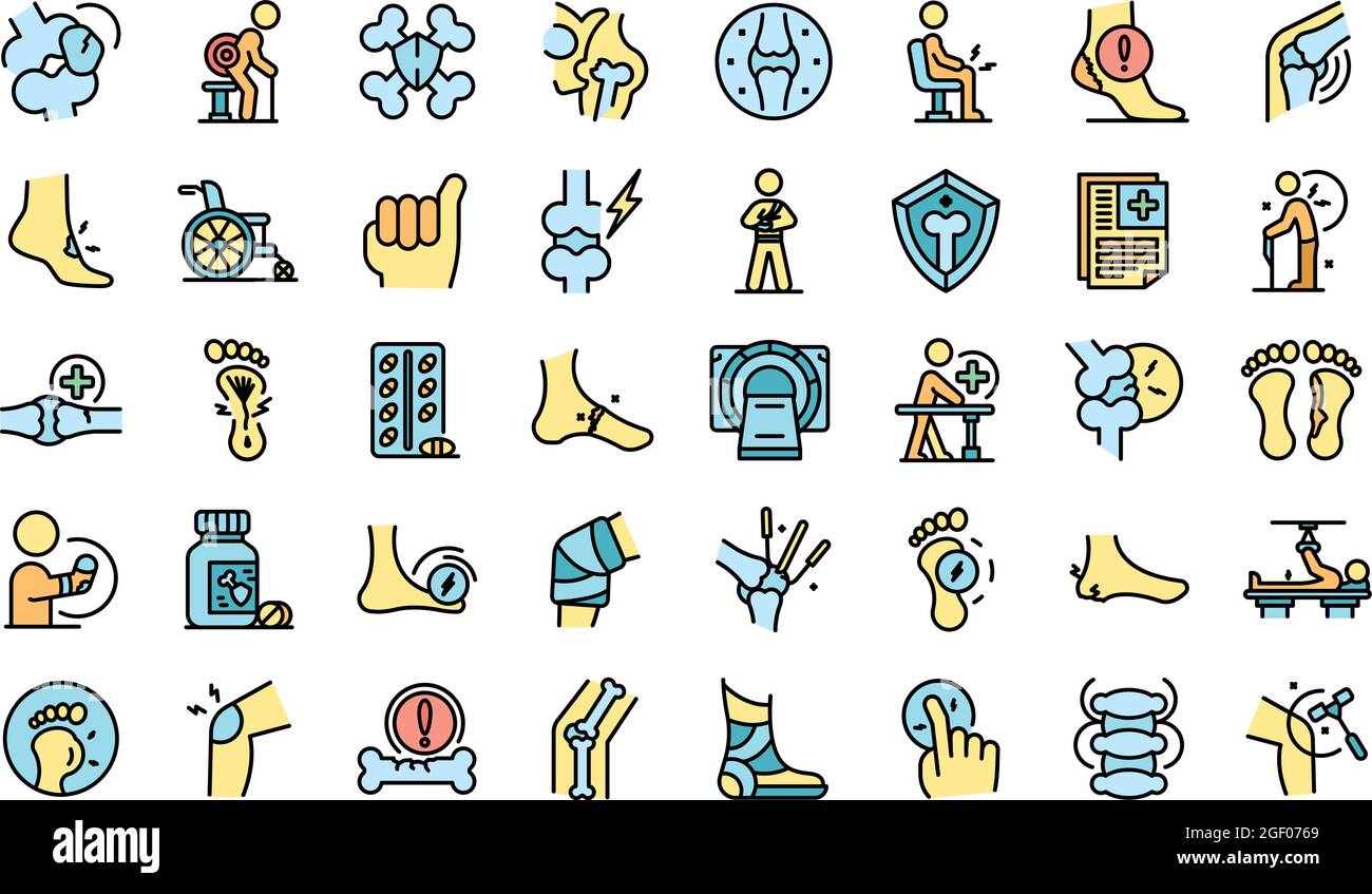 Arthritis icon. Outline arthritis vector icon thin line color flat on ...