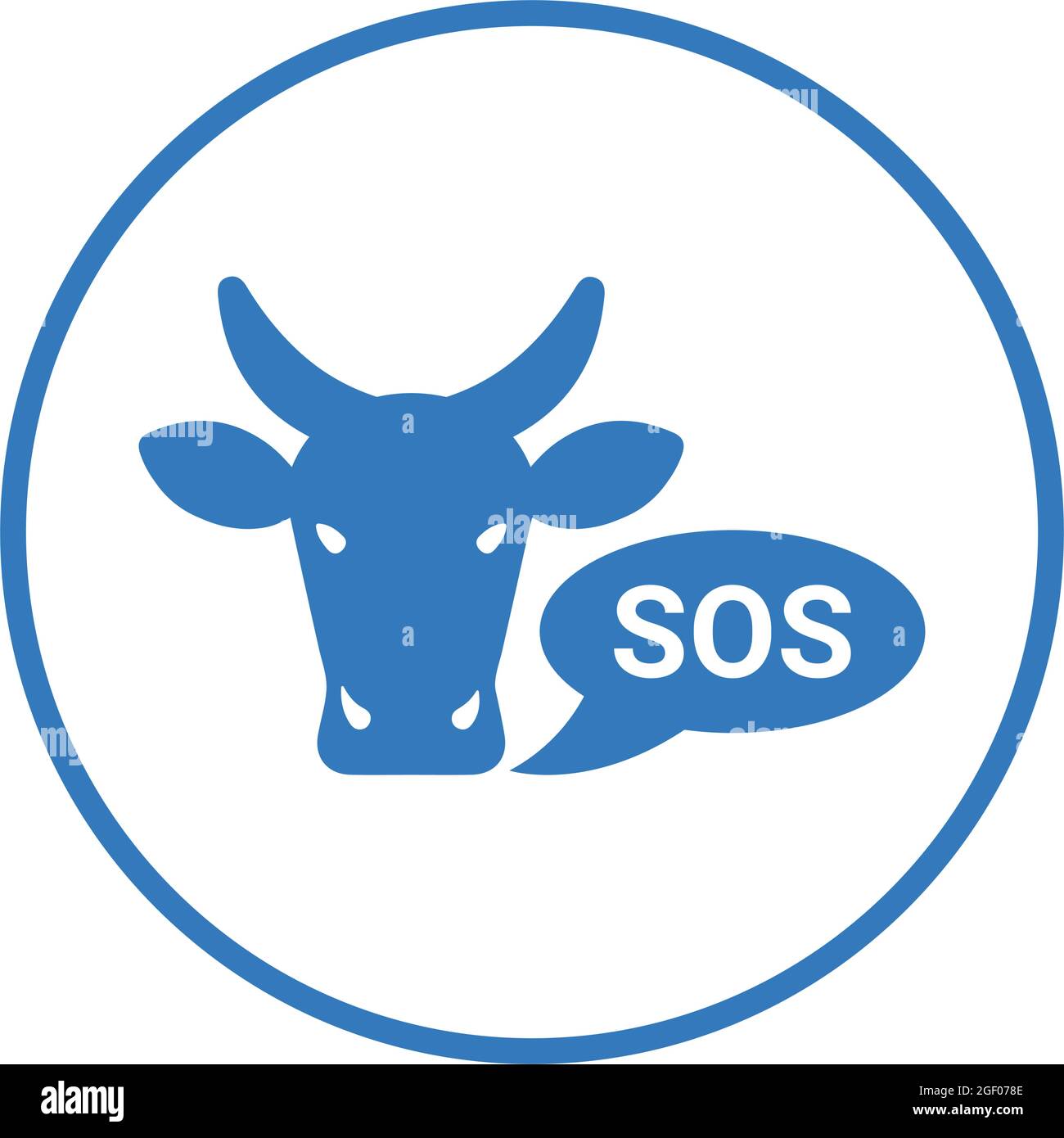 Cow, animal, sos alert icon is isolated on white background. Simple ...