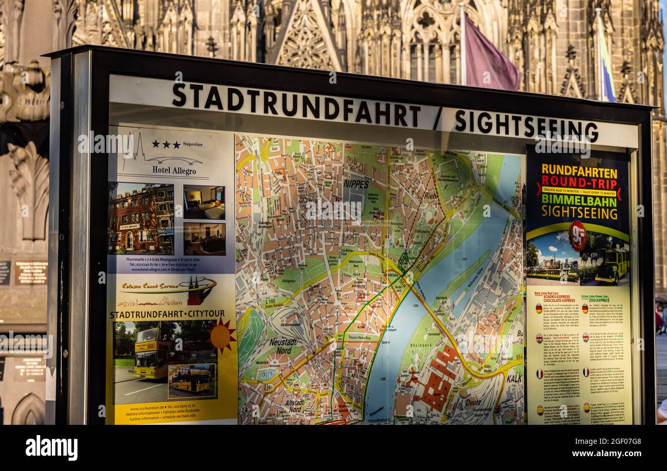 Map of Cologne in the city center - CITY OF COLOGNE, GERMANY - JUNE 25 ...