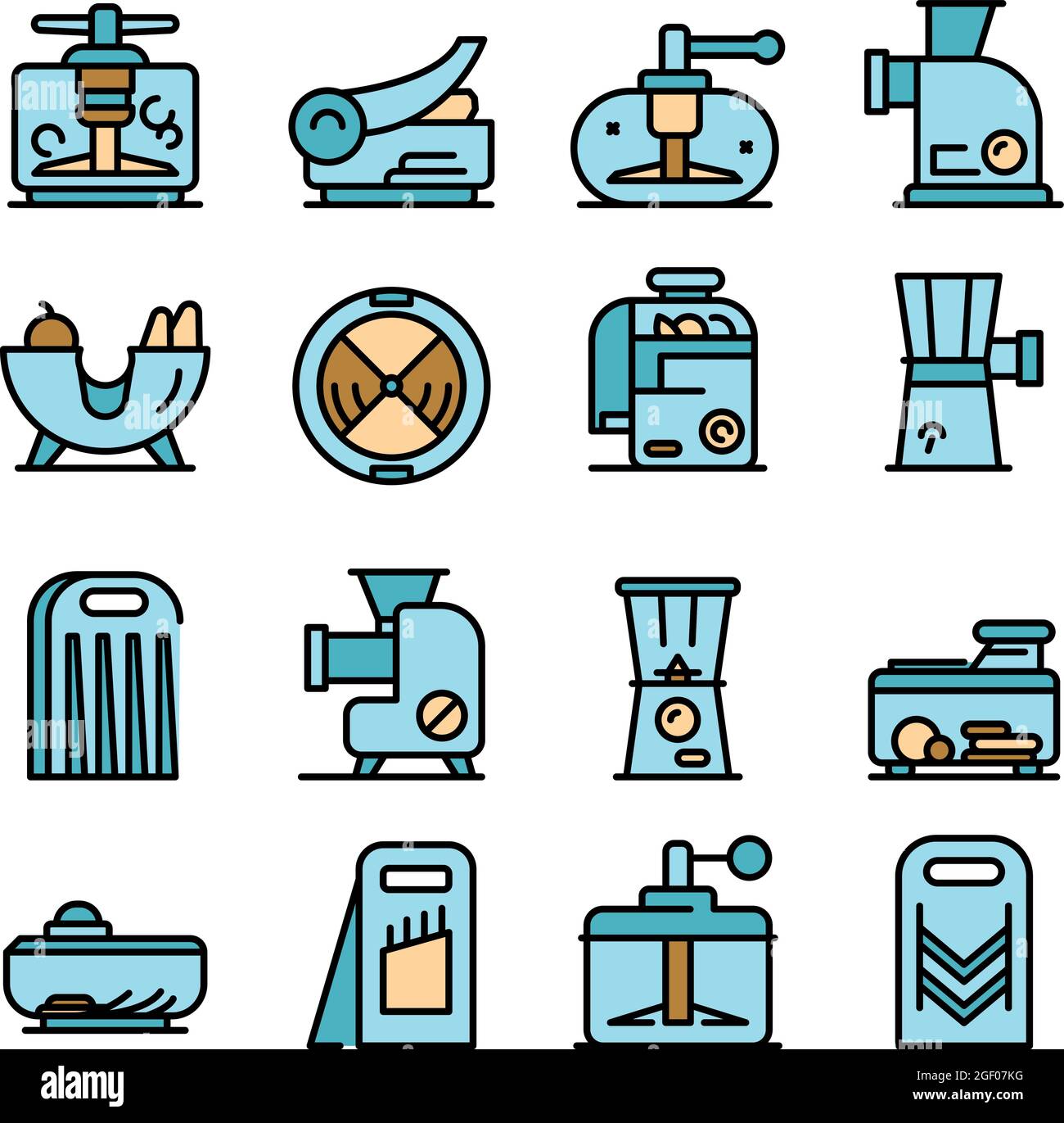 Vegetable cutter icons set. Outline set of vegetable cutter vector ...