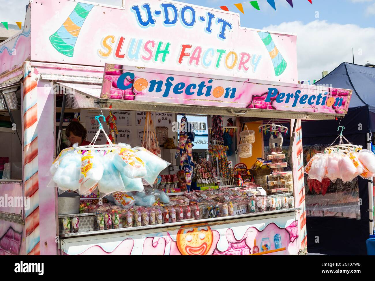 Truro, Cornwall, UK,22nd Aug, 2021,U-DO-IT Slush Factory stall at the ...