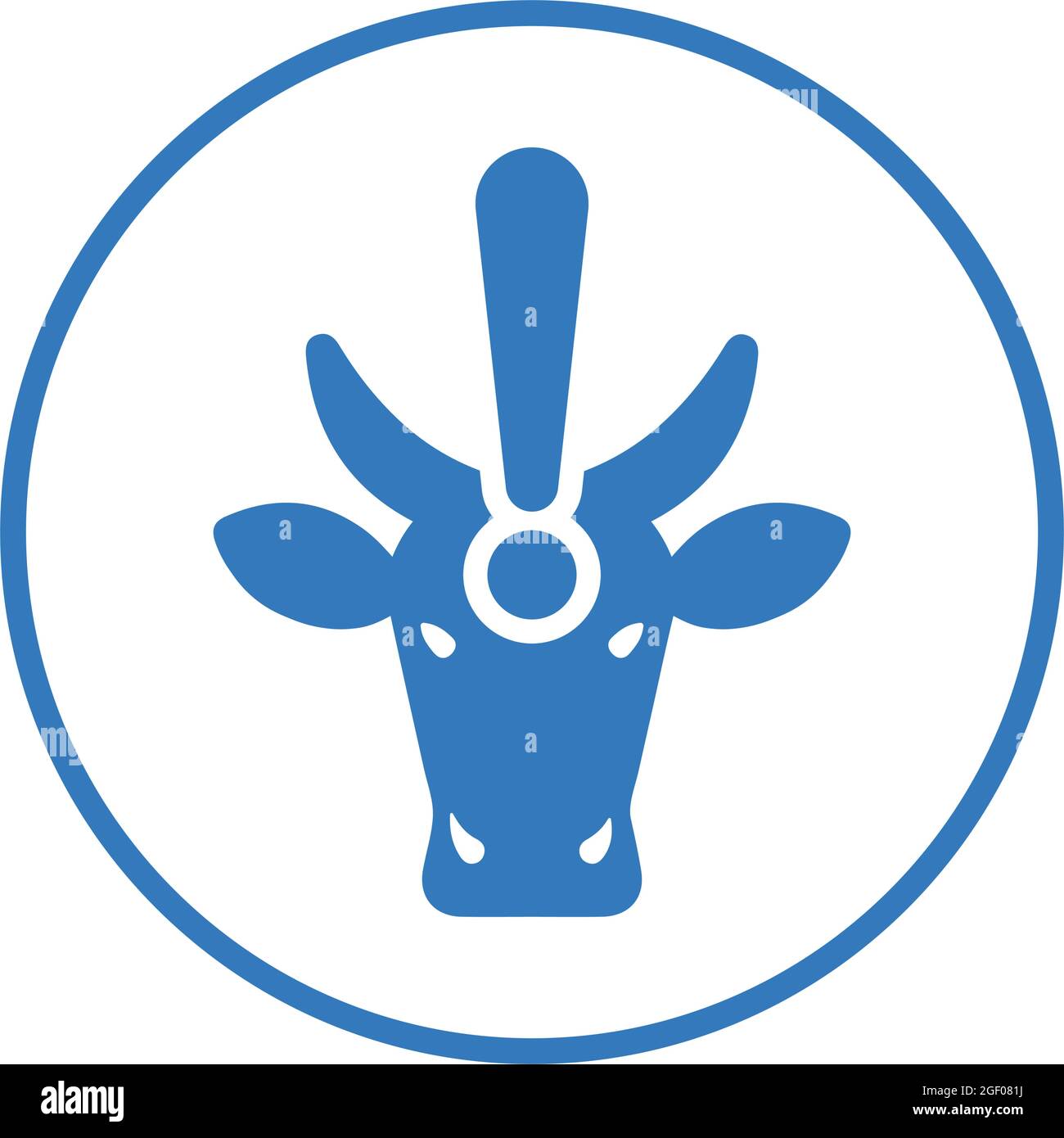 Bull alert, cattle, cow problem, danger, ox caution icon is isolated on ...