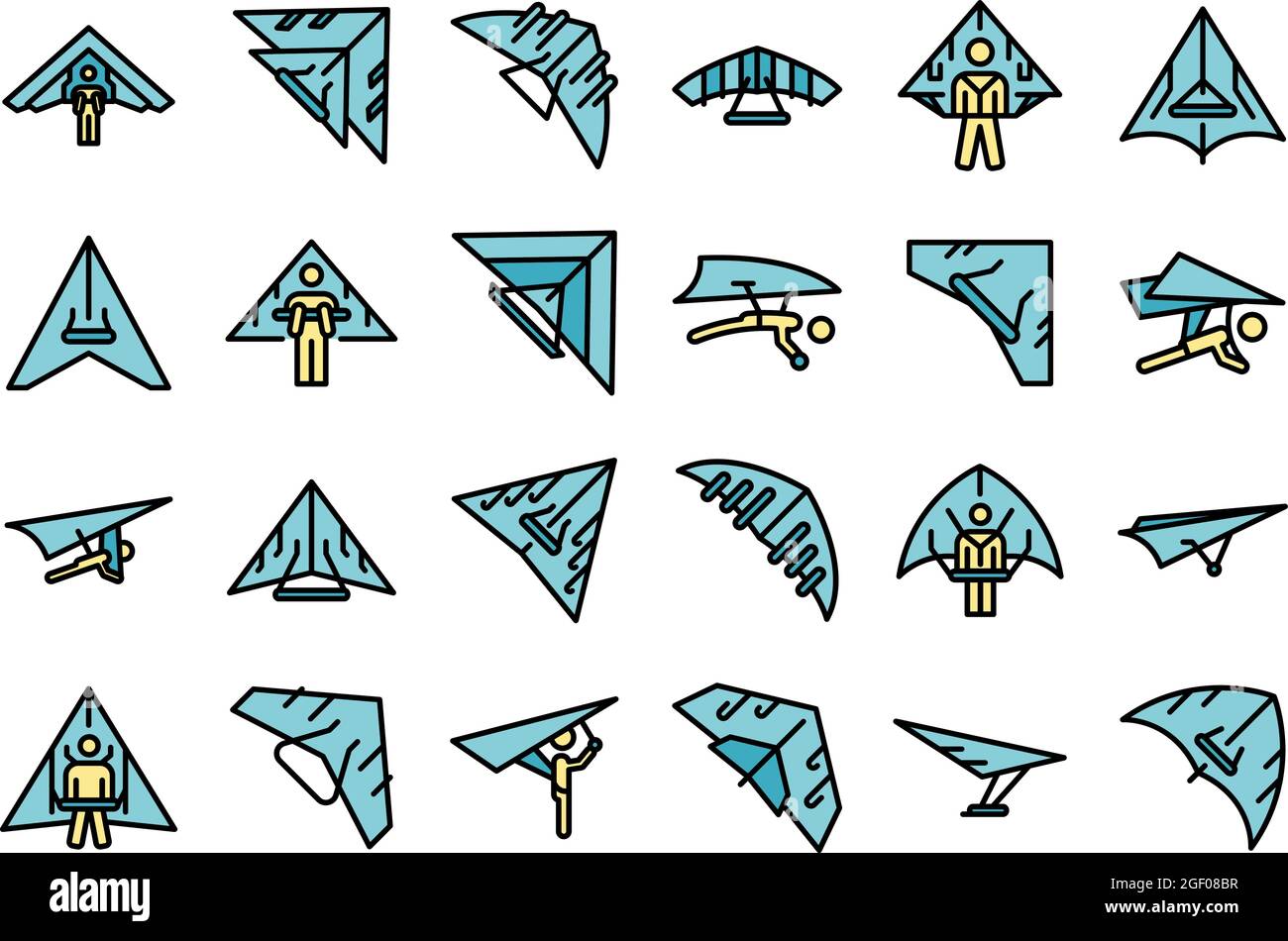 Hang glider icon. Outline hang glider vector icon thin line color flat ...