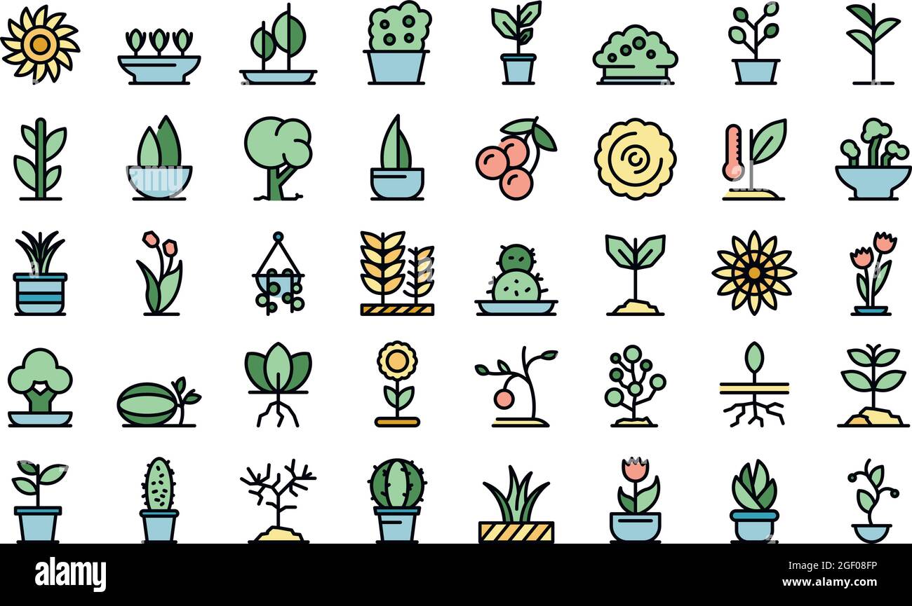 Plants icon. Outline plants vector icon thin line color flat on white ...