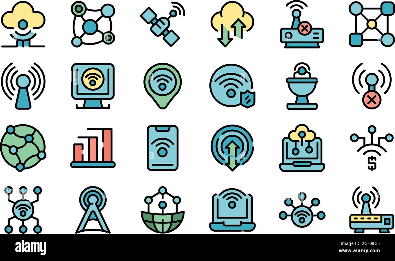 Internet connection icons set. Outline set of internet connection ...