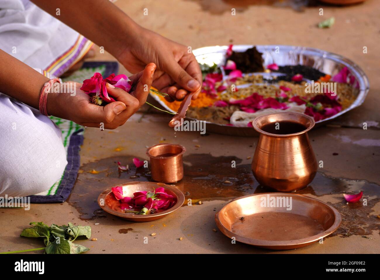 Indian Hindu offering Rituals During "Janai Purnima" festival or ...