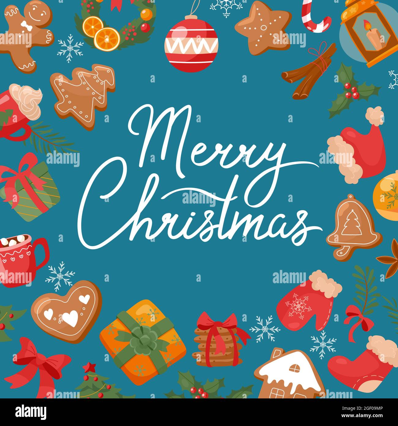 Cute christmas banner design in cartoon style. Seasonal template with ...