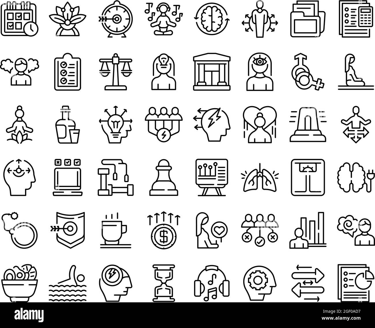 Coping skills icons set outline vector. Stress love. Meditation anxiety ...