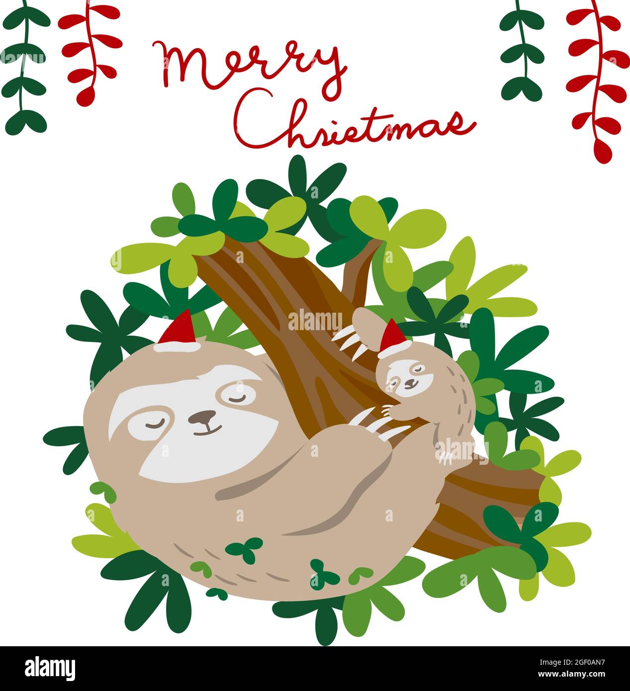 Mother sloth with her baby Stock Vector Images - Alamy