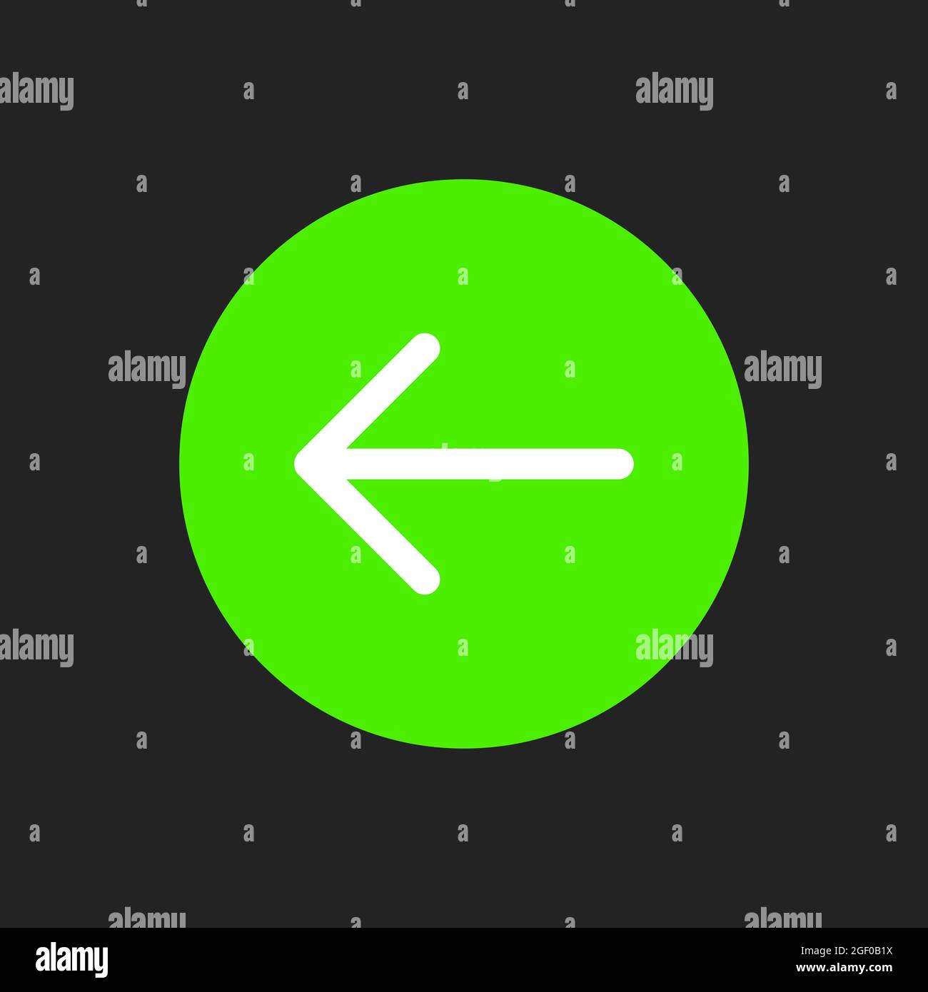 White Arrow Button to go Back in the Menu on Green Background. Isolated ...