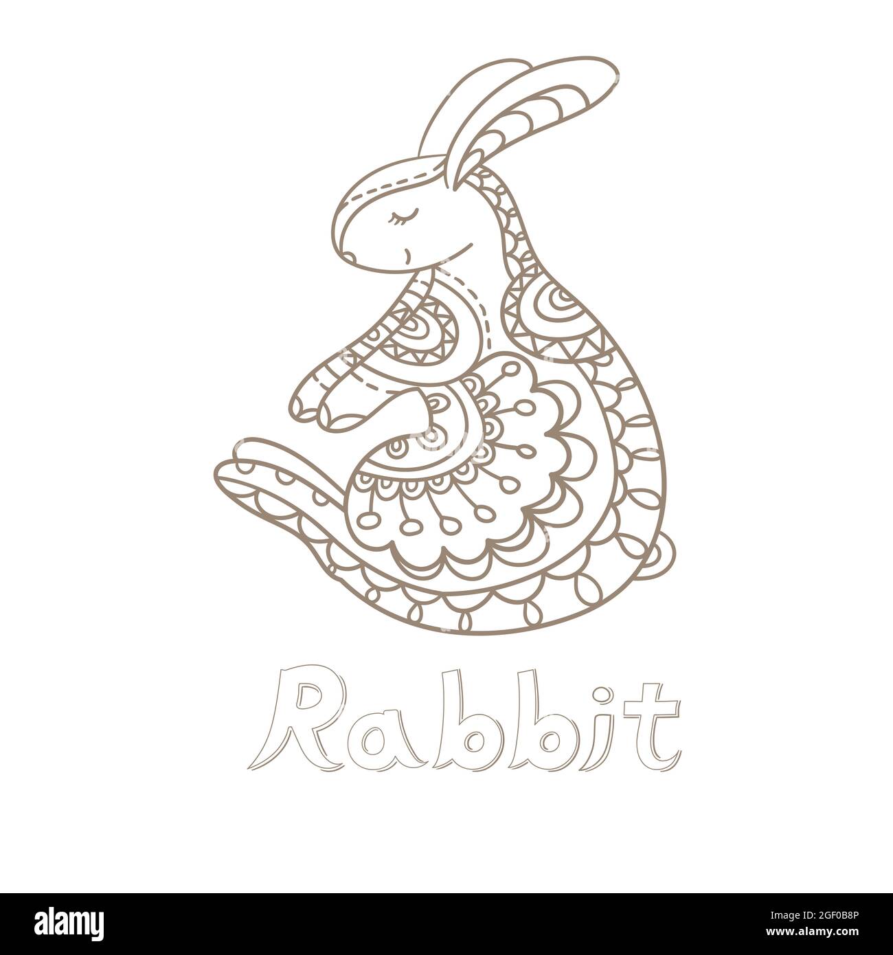 Rabbit. Vector flat illustration. Alphabet card. Cute cartoon animal ...
