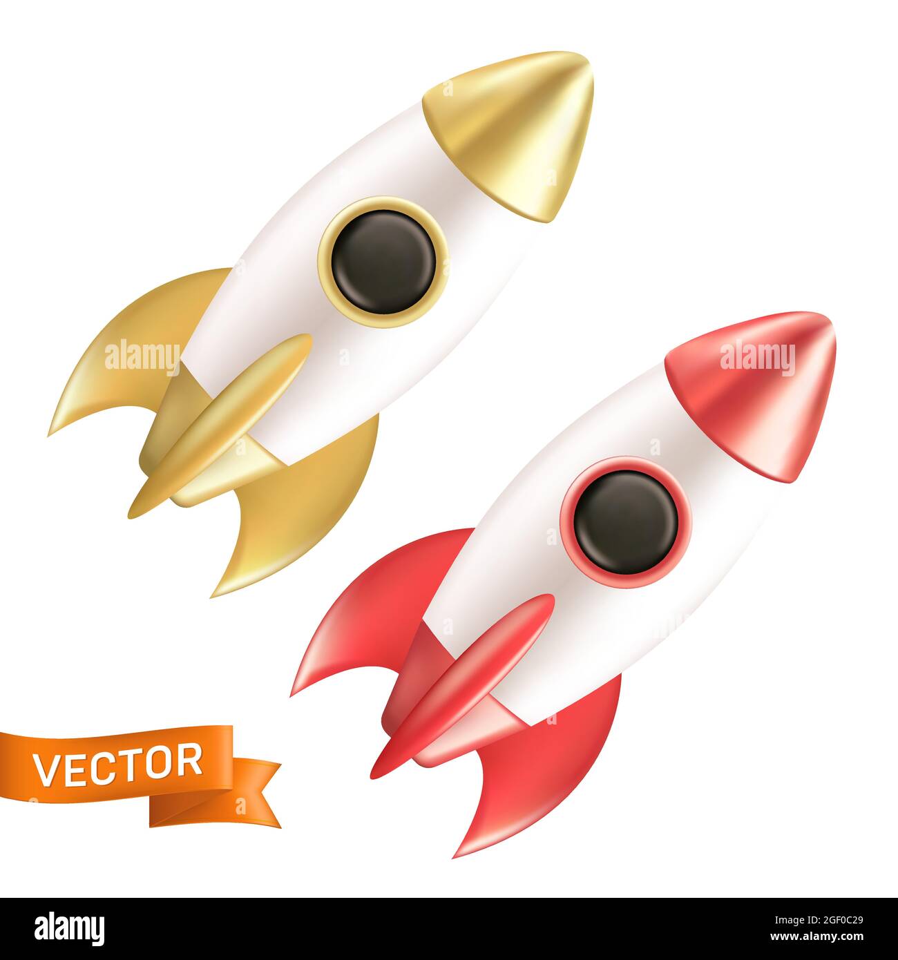 Set of flying rockets. 3D realistic vector illustration of a spaceship ...