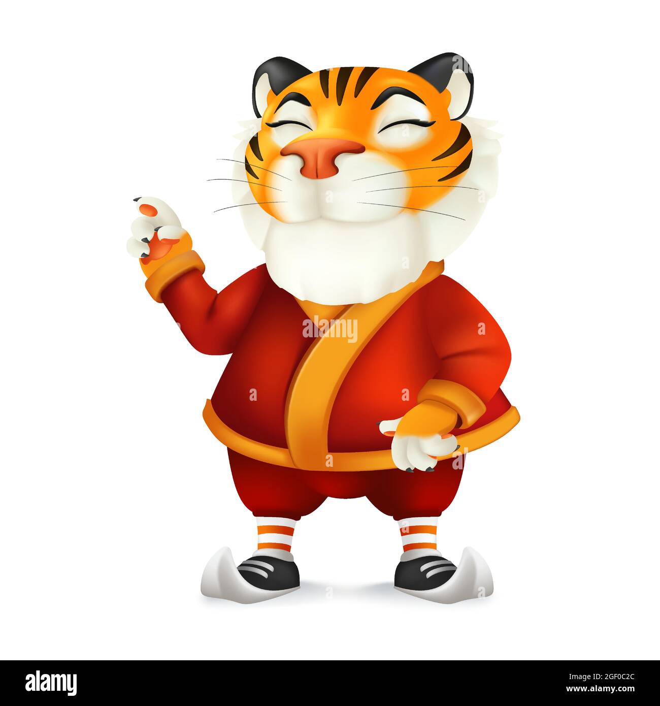 Cute and funny cartoon Tiger character in Santa's costume - symbol of ...