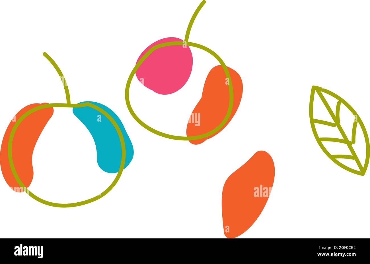 Cherry in the boho style. A line and a spot Stock Vector Image & Art ...