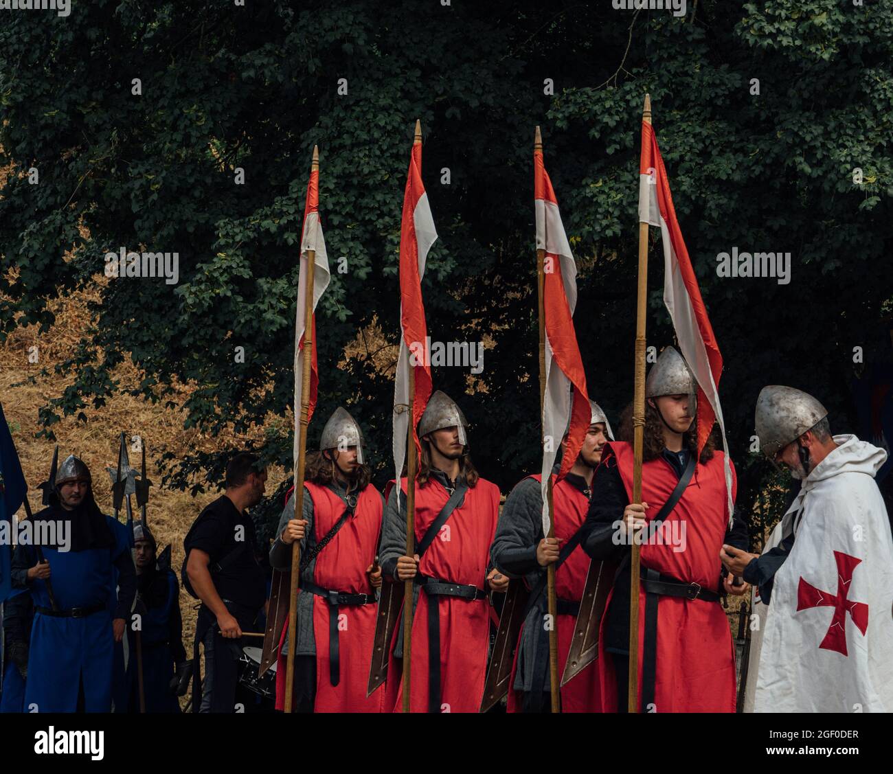 ARDUD, ROMANIA - Jul 23, 2021: A group of people dressed as knights ...