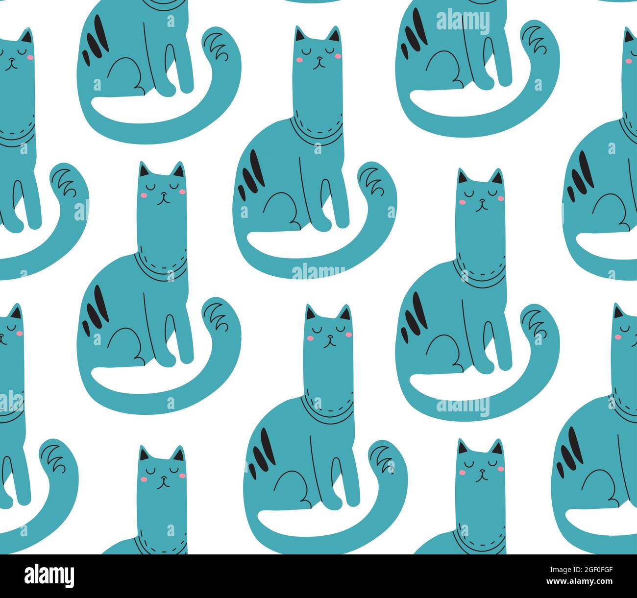 Proud cat funny seamless print with blue cats.Vector pattern of kittens ...