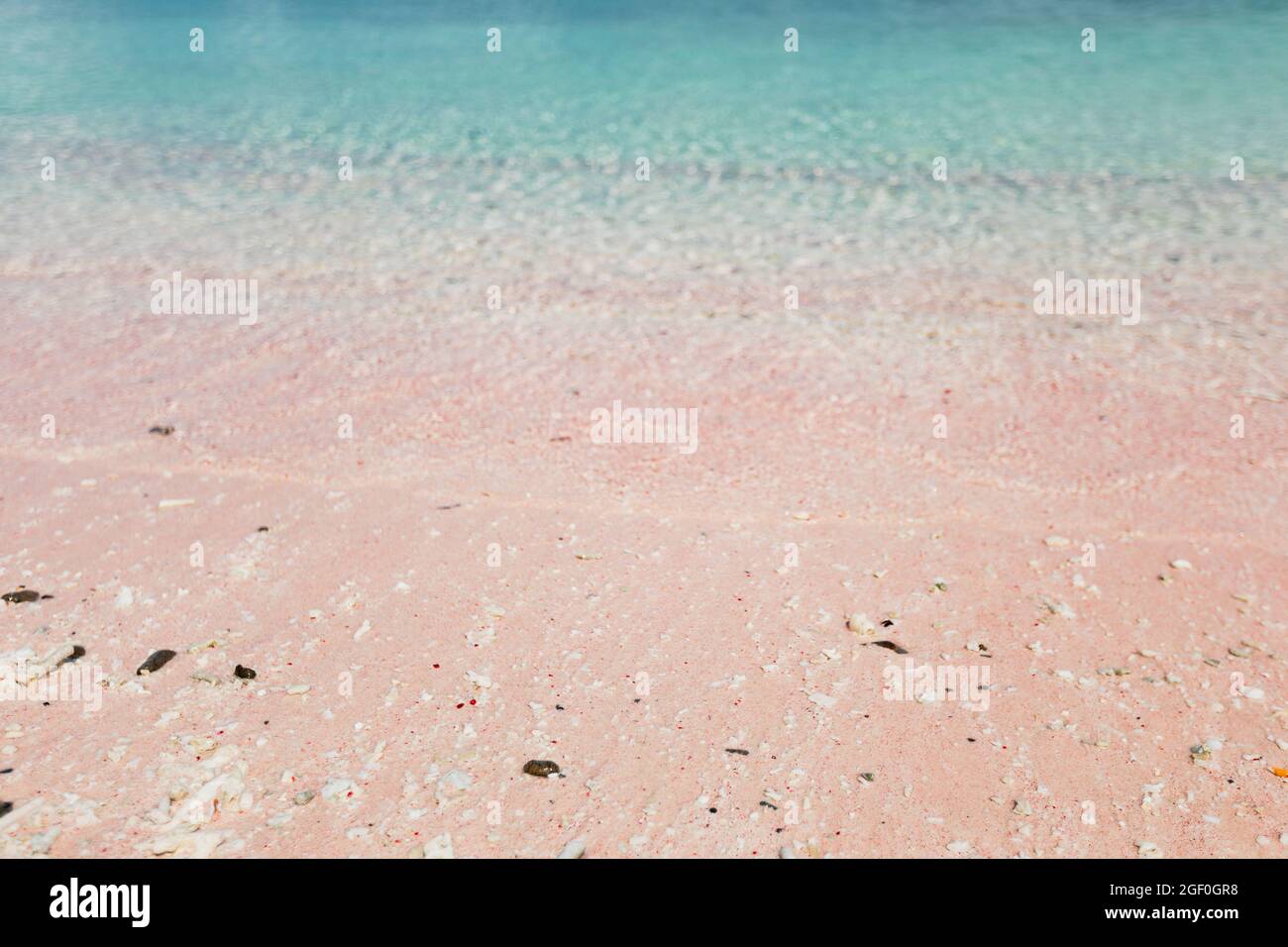 Beach with pink sand and turquoise water Stock Photo - Alamy