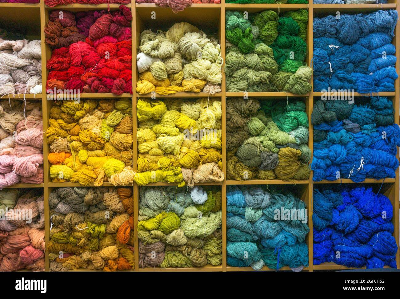 Varieties of different coloured wools, used to repair and make ...