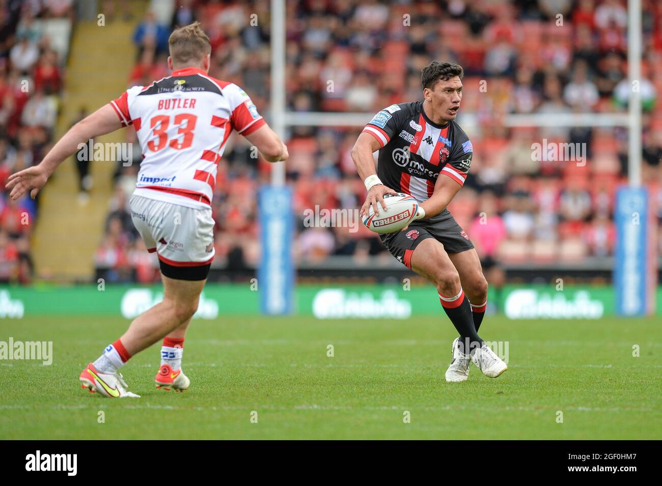 Leigh, England - 22 August 2021 - Elijah Taylor of Salford Red Devils ...