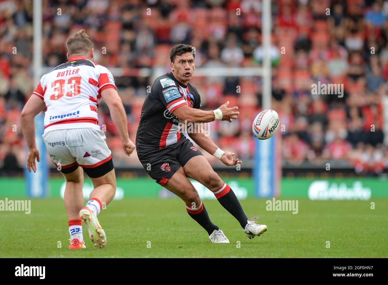 Leigh, England - 22 August 2021 - Elijah Taylor of Salford Red Devils ...