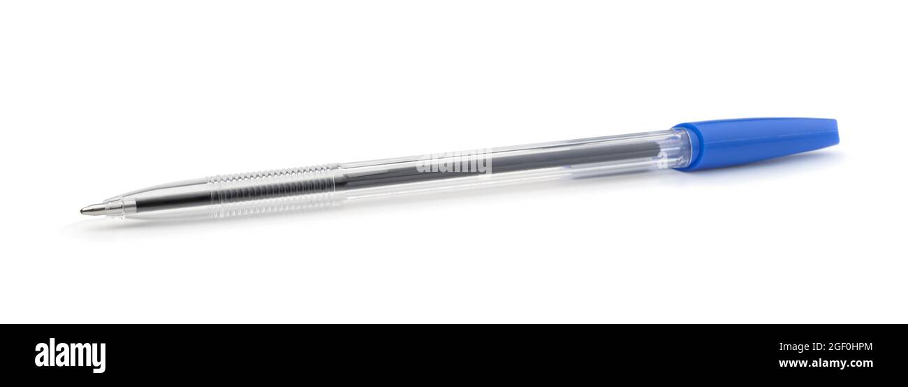 Plastic transparent ballpoint pen isolated on white Stock Photo - Alamy