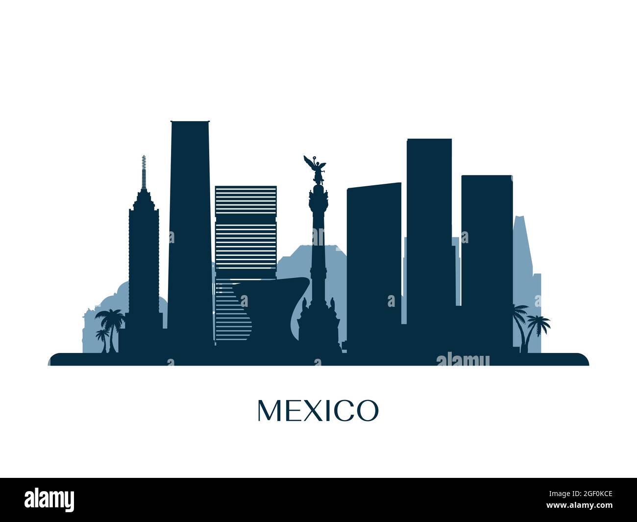 Mexico skyline, monochrome silhouette. Vector illustration Stock Vector ...