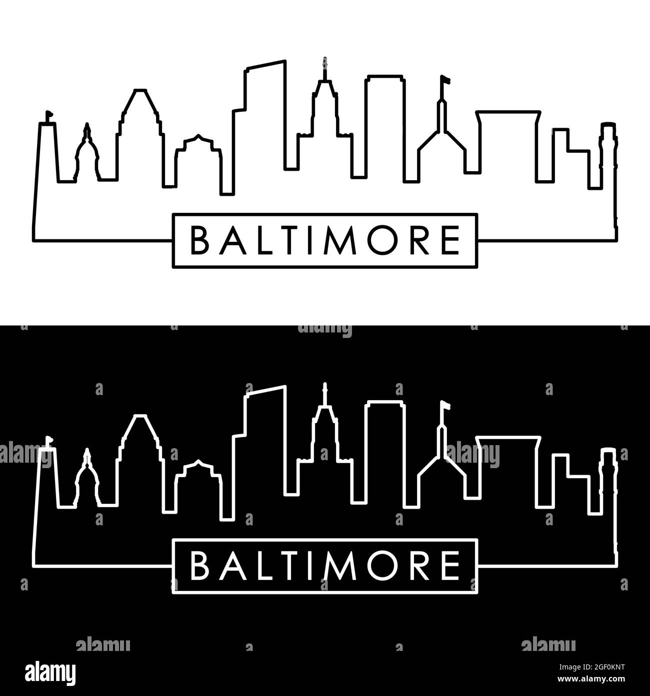 Baltimore skyline silhouette illustration Black and White Stock Photos ...