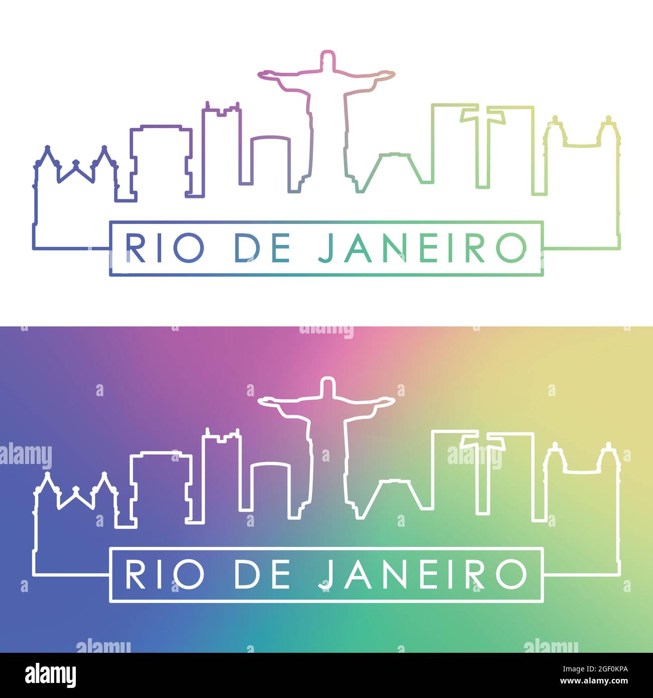 Rio De Janeiro skyline. Colorful linear style. Editable vector file ...
