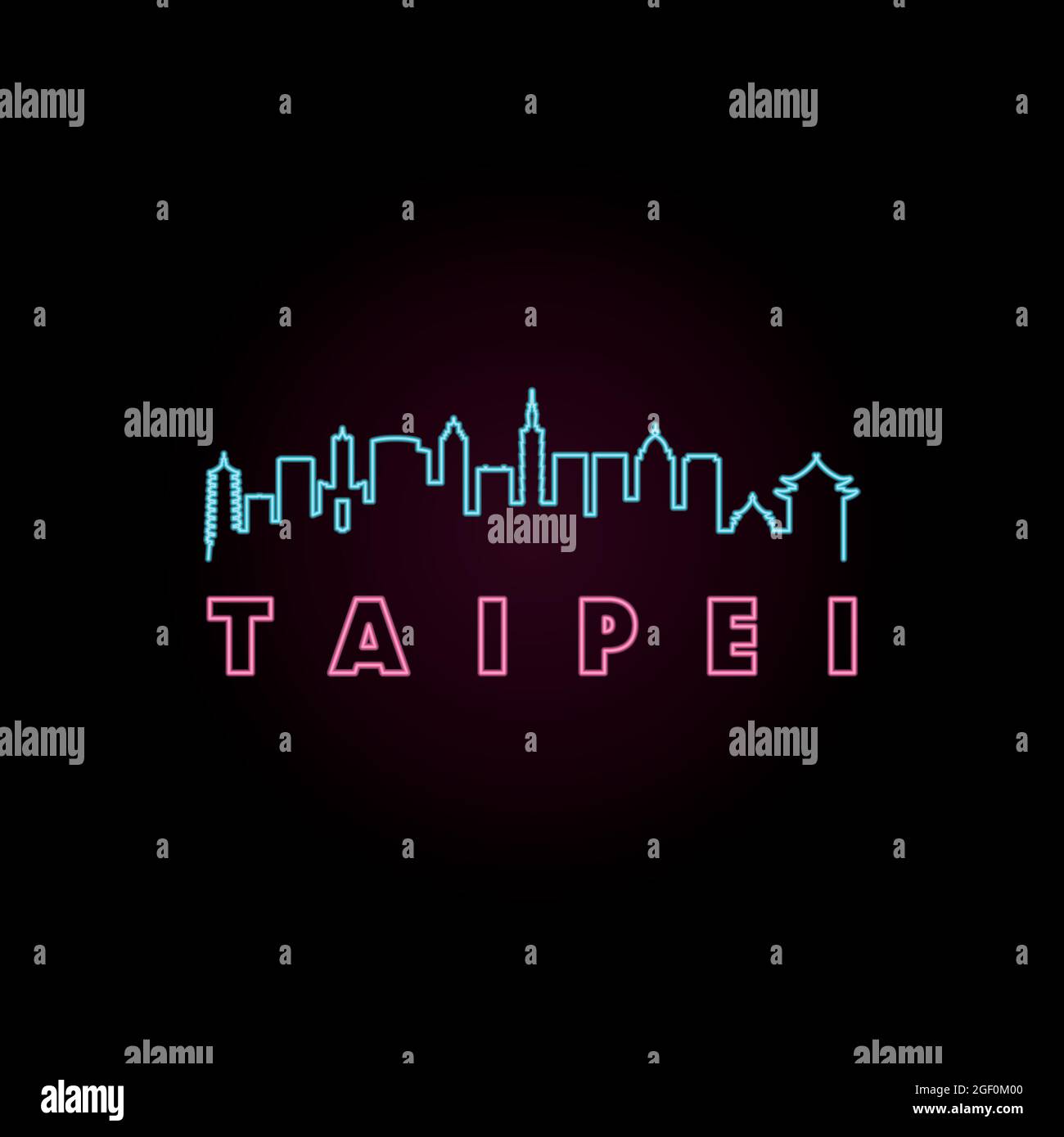 Taipei skyline neon style in editable vector file Stock Vector Image ...