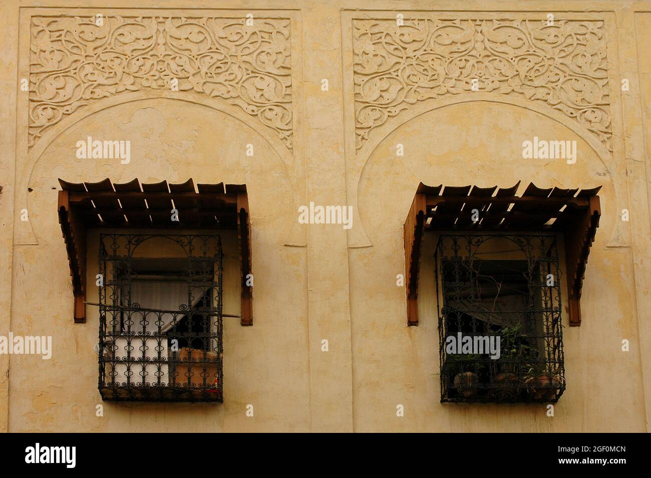 Traditional windows and balconies in the spiritual city of Morocco ...