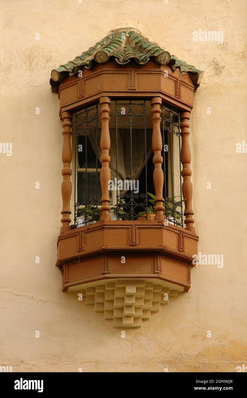 Traditional windows and balconies in the spiritual city of Morocco ...